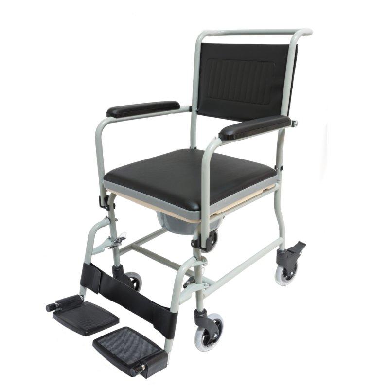 Steel Commode Chair with Wheels | Mobile Commode - Phelan's Pharmacy