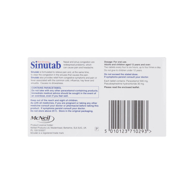 Sinutab Tablets 15 - Phelan's Pharmacy